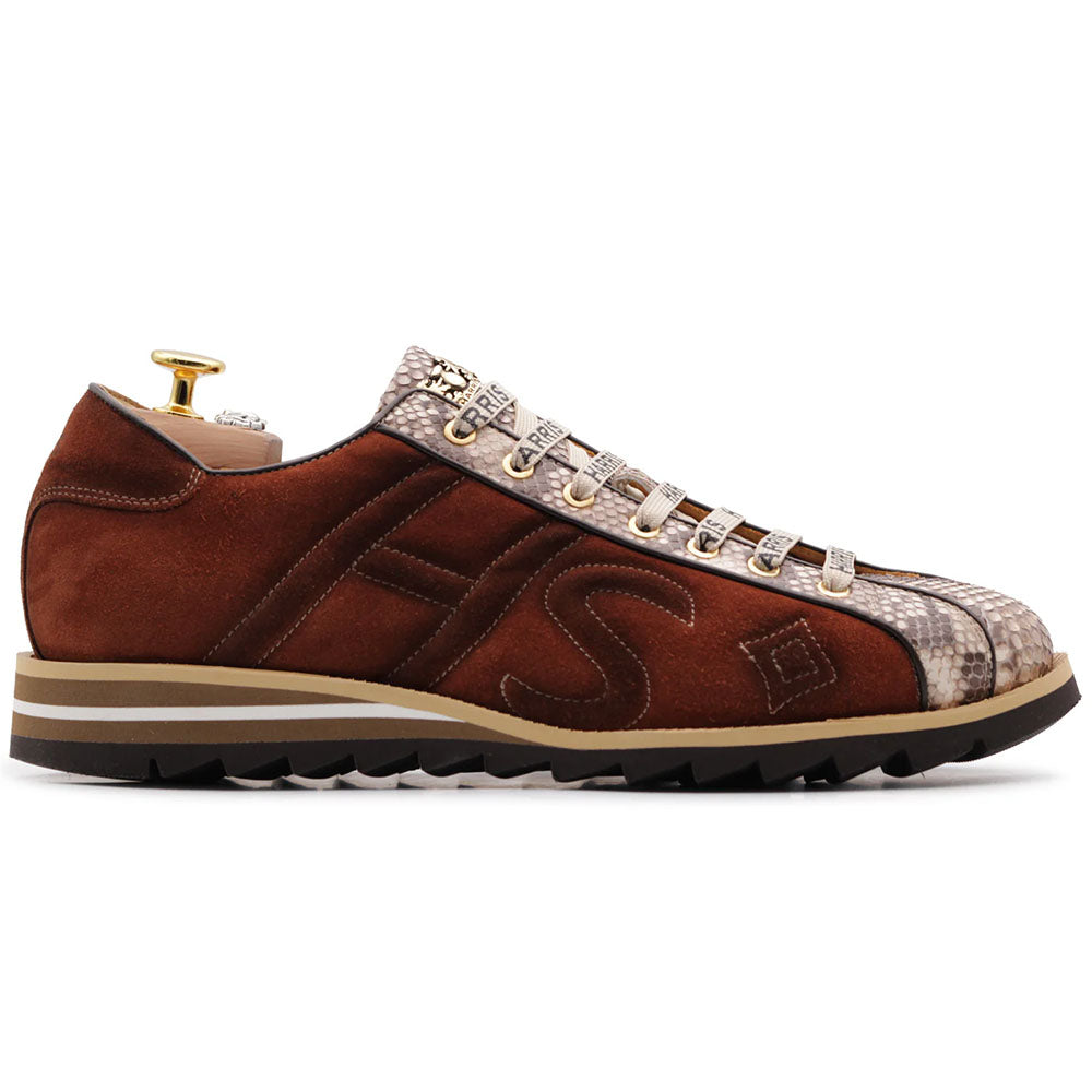 Harris Firenze 1913 Python & Suede Sneakers Brown | MensDesignerShoe.com