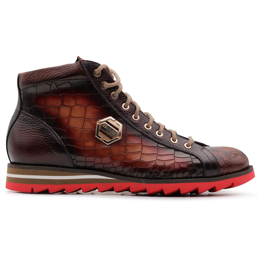 Harris Firenze 1913 Polacchini Crocodile Effect & Python Ankle Boot Brown | MensDesignerShoe.com