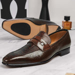 Moreschi 043768C Peccary And Ostrich Leather Loafer Dark Brown ...