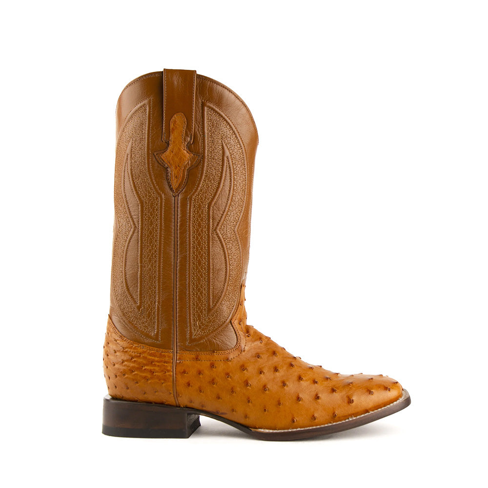 Ferrini Colt 10193-02 Ostrich Quill Square Toe Cowboy Boots Cognac ...