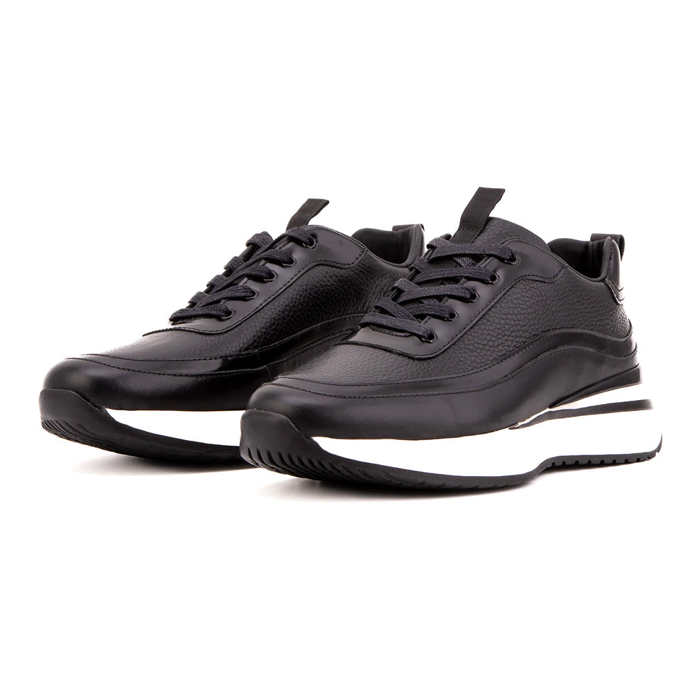 Vinci Leather The Modena Leather Sneaker Black | MensDesignerShoe.com