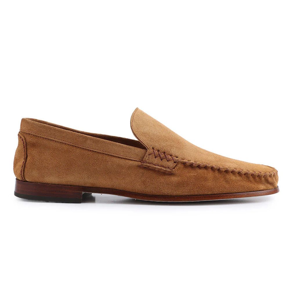 JP Pierre Suede Moccasin Brandy (E222885) | MensDesignerShoe.com