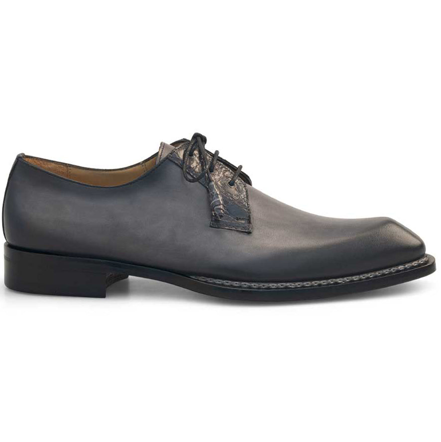 Mezlan Crocodile Plain Toe Derby Grey (50110-C) | MensDesignerShoe.com