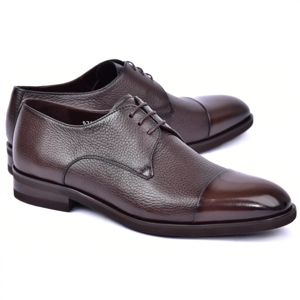 Corrente C0015-6793 Deer Skin Cap Toe Brown | MensDesignerShoe.com
