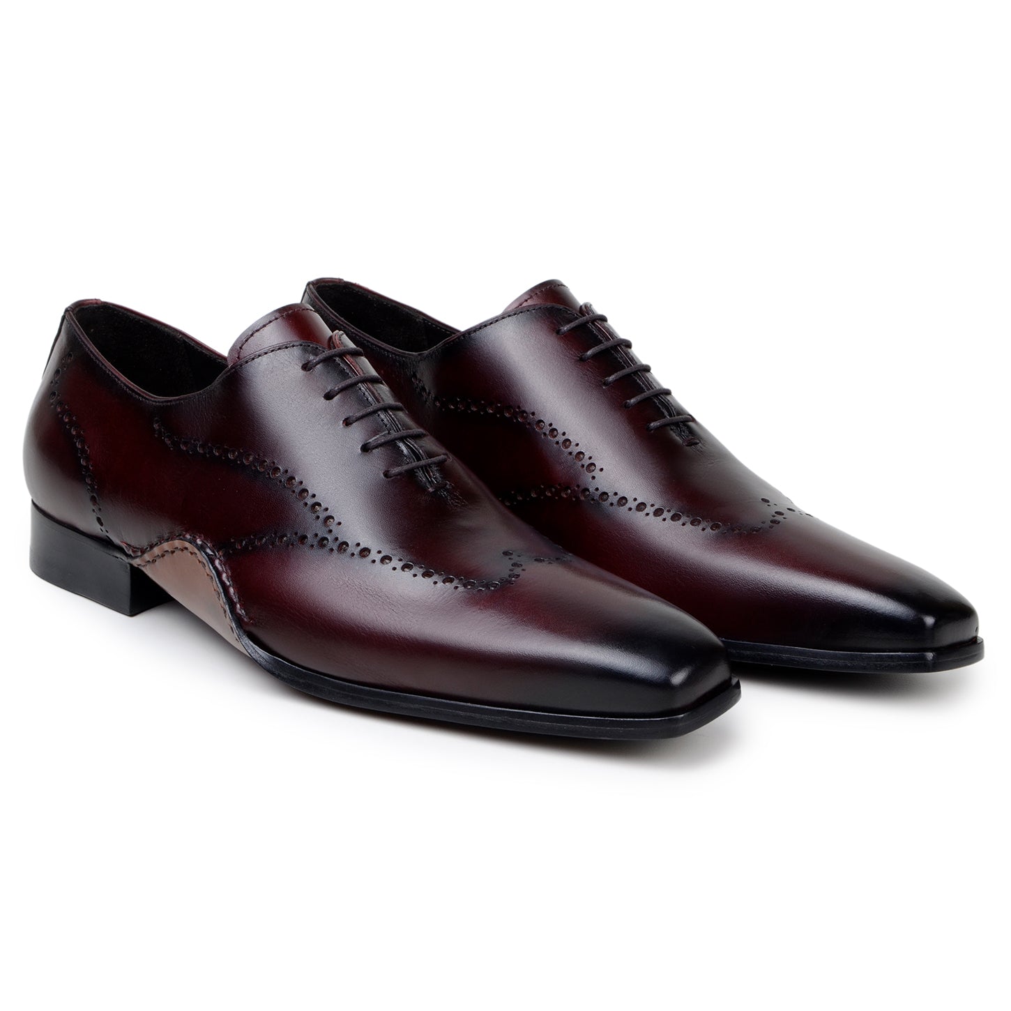Belvedere Studio Otto Italian Calfskin Wingtip Oxford Antique Burgundy ...