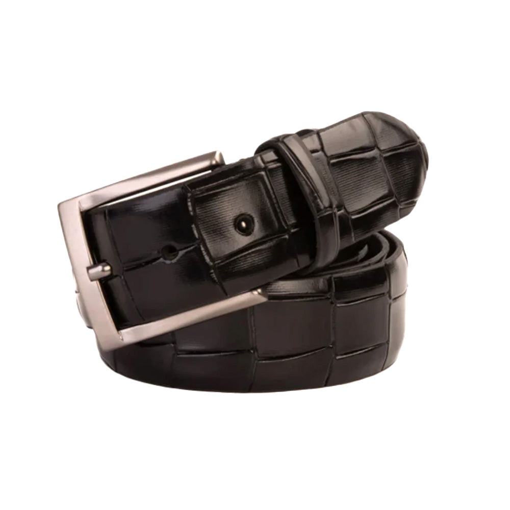 Vinci Leather The Patton Black Color Calfskin Belt | MensDesignerShoe.com