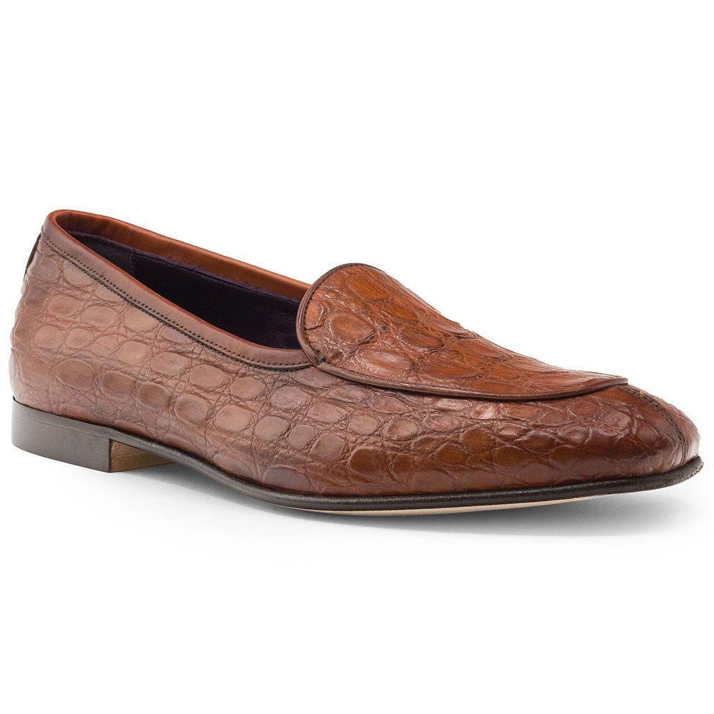 Zelli Mica Crocodile Slip-On Loafer Cognac | MensDesignerShoe.com