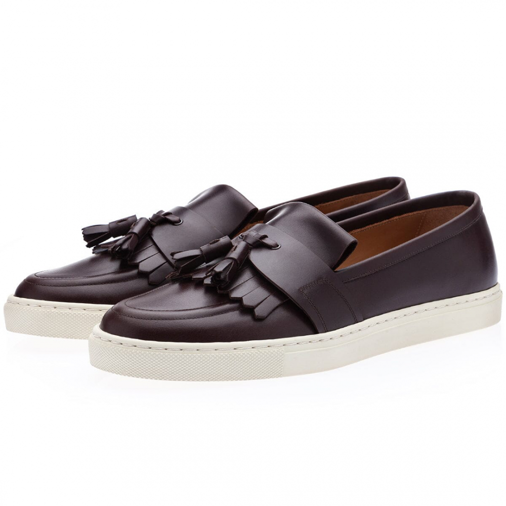 Superglamourous Romeo Nappa Skate Sneakers Cocoa | MensDesignerShoe.com