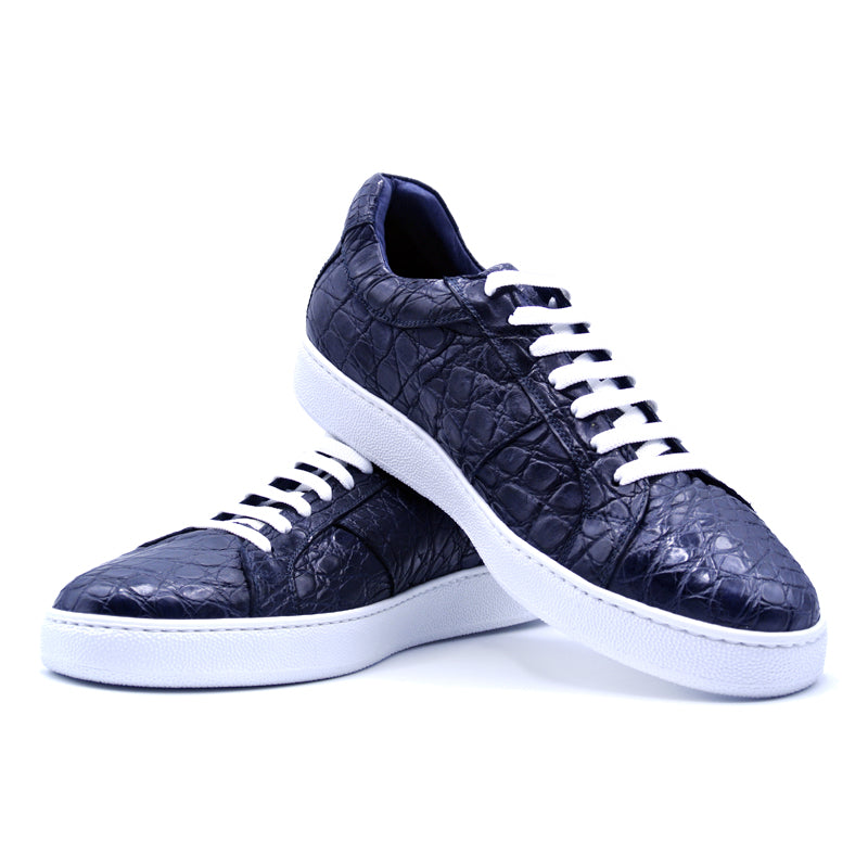 Zelli Crocodile Sneakers Navy | MensDesignerShoe.com
