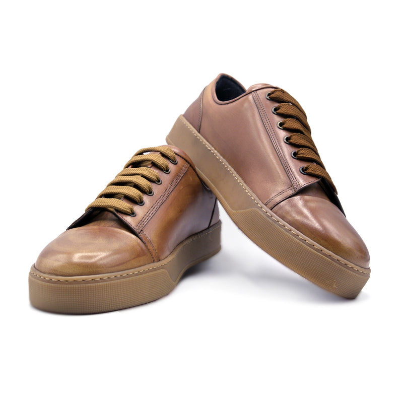 Zelli Calfskin Sneakers Cognac | MensDesignerShoe.com