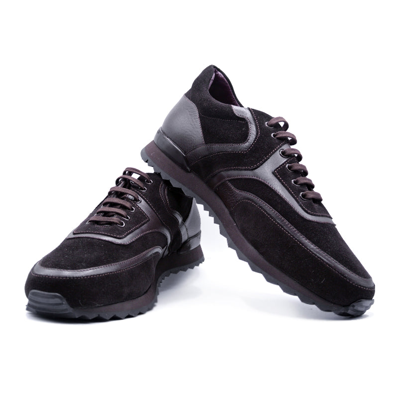 Zelli Suede Calf Sneakers Black Cherry | MensDesignerShoe.com