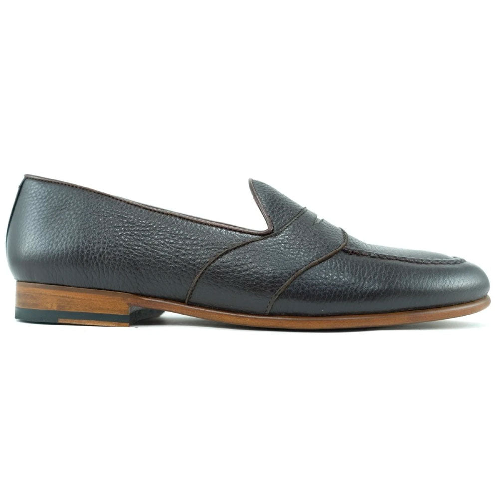 Alan Payne Barney Deerskin Penny Loafers Brown | MensDesignerShoe.com