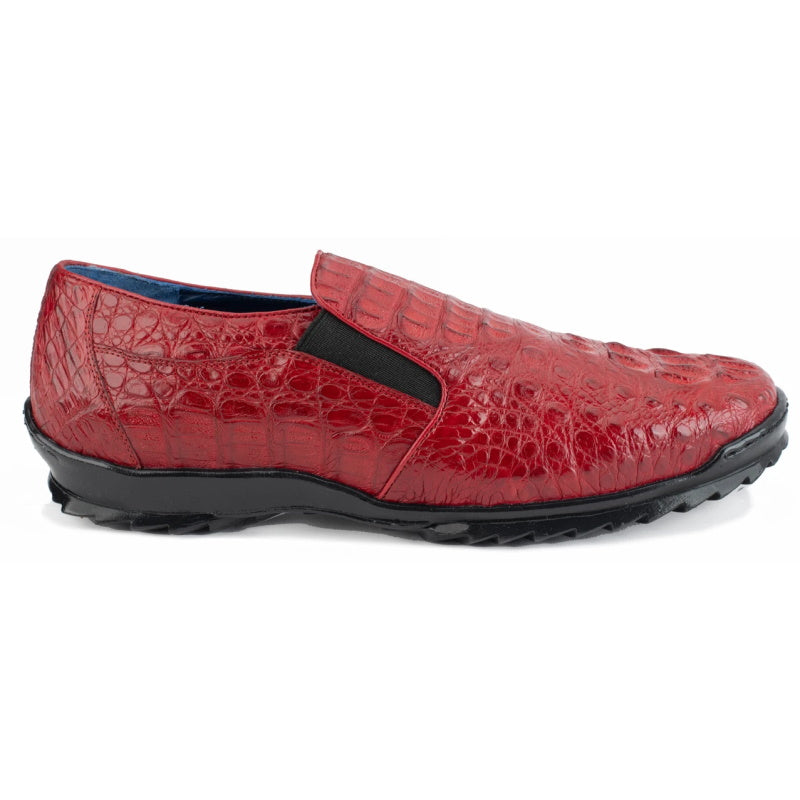 Belvedere Jasper Caiman Hornback Shoes Red | MensDesignerShoe.com