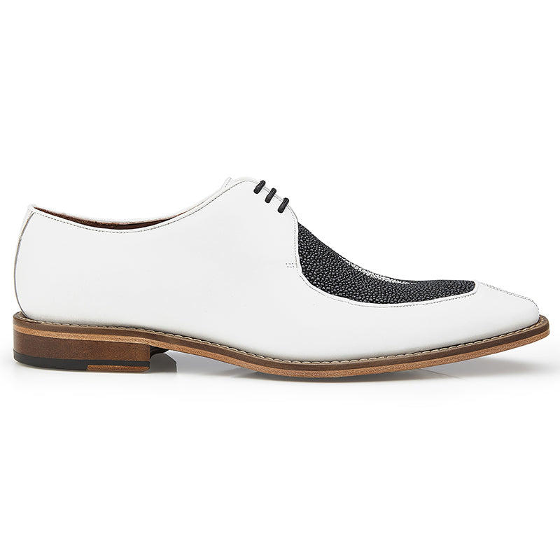 Belvedere Mario Stingray & Calf Shoes Black / White | MensDesignerShoe.com
