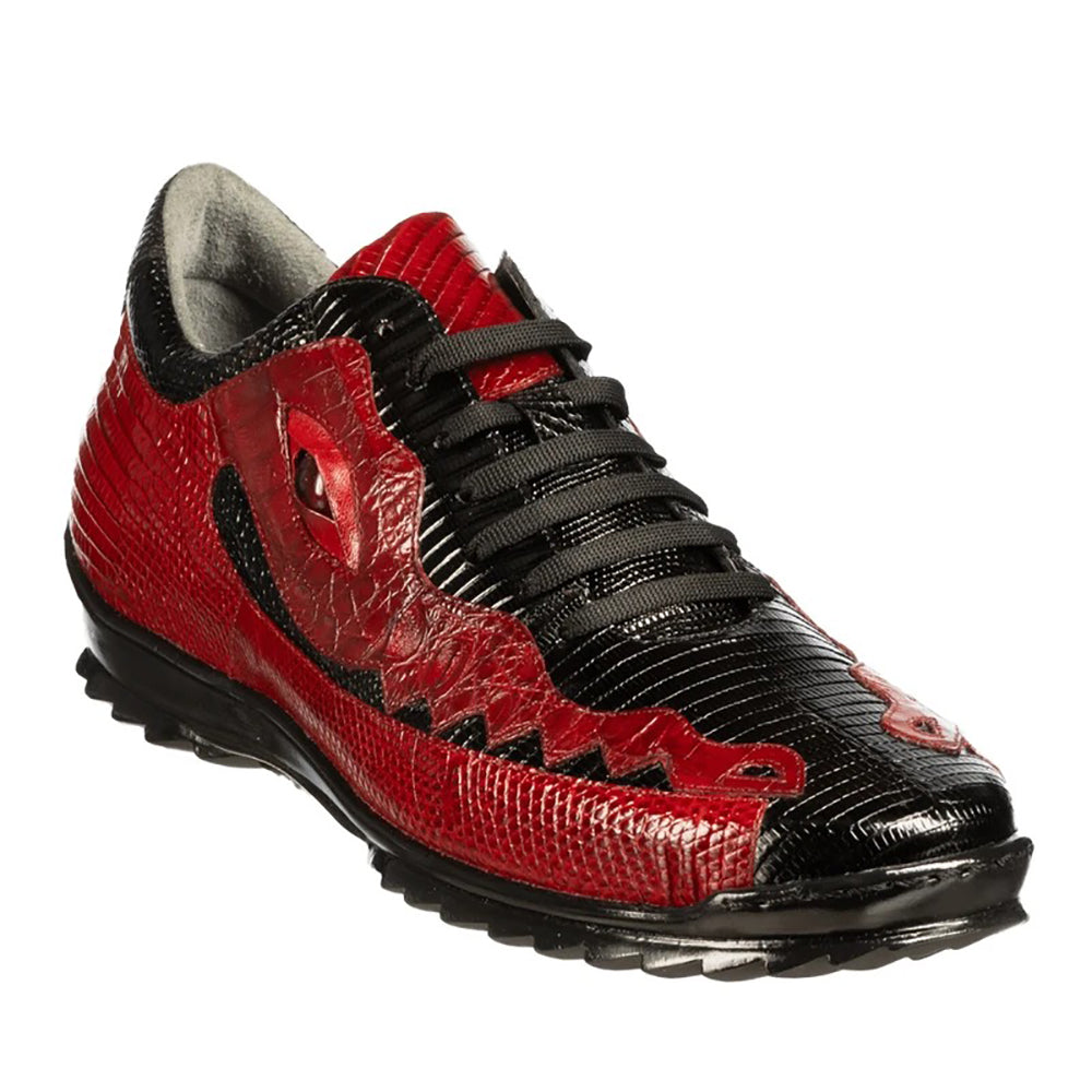 Belvedere Olaf Caiman Crocodile and Lizard Sneakers Black / Red ...