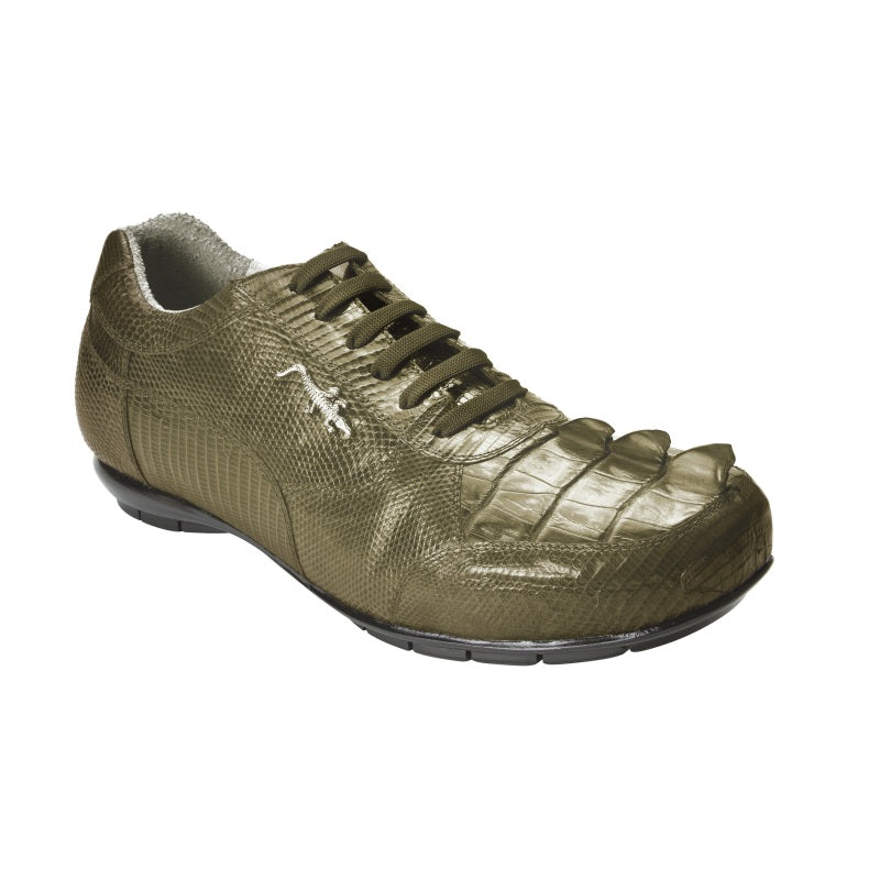 Belvedere Cresta Hornback & Lizard Sneakers Olive | MensDesignerShoe.com