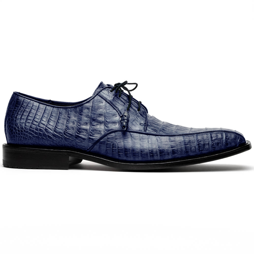 Los Altos Caiman Belly Bicycle Toe Shoes Navy Blue | MensDesignerShoe.com