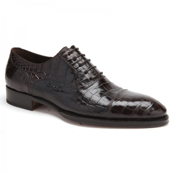 Caporicci 1102 Genuine Alligator Cap Toe Shoes Dark Brown ...