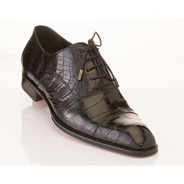 Caporicci 1114 Alligator Cap Toe Shoes Black | MensDesignerShoe.com