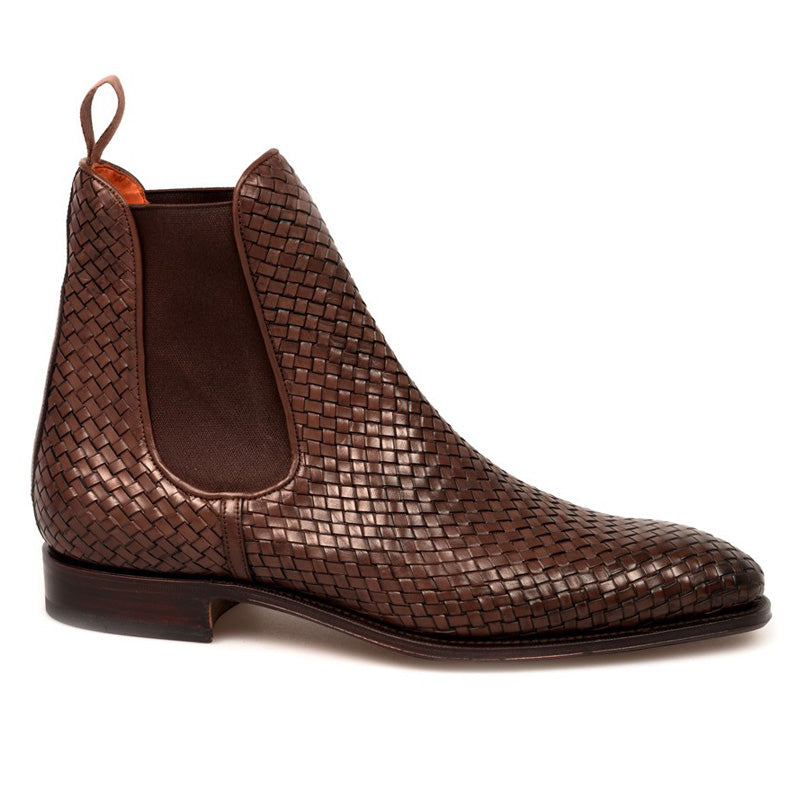 Carmina Braided Chelsea Boots 80306 Rain Brown | MensDesignerShoe.com
