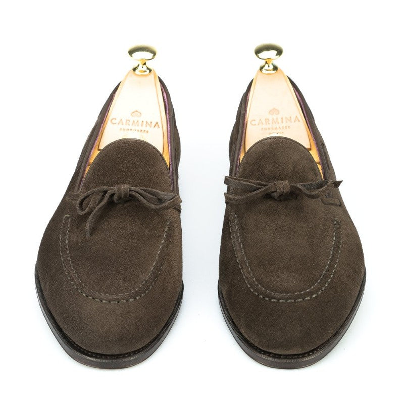 Carmina String Loafers 80228 Uetam Brown Suede | MensDesignerShoe.com