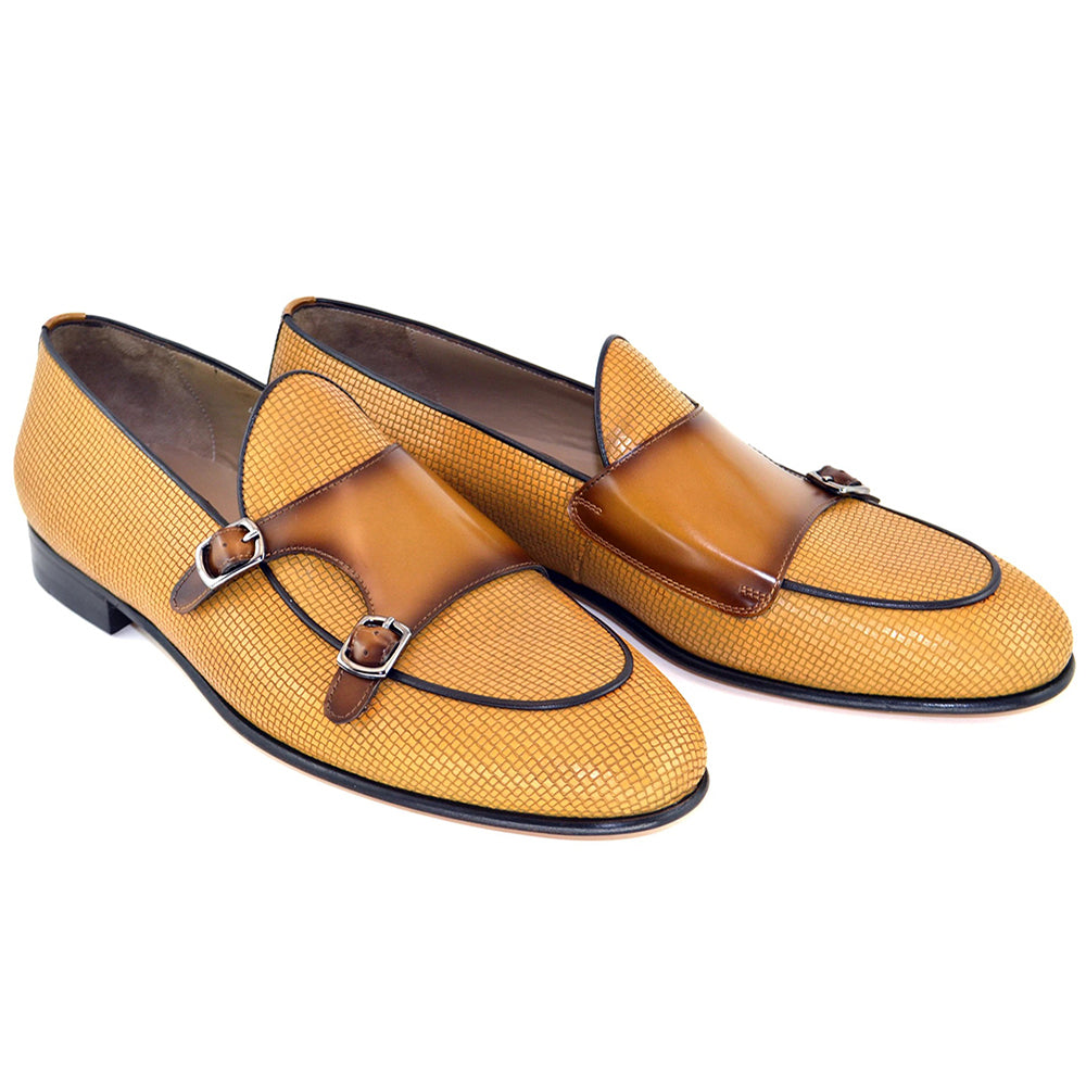 Corrente C136-4661HS Double Monk Strap Vamp Shoes Mustard ...