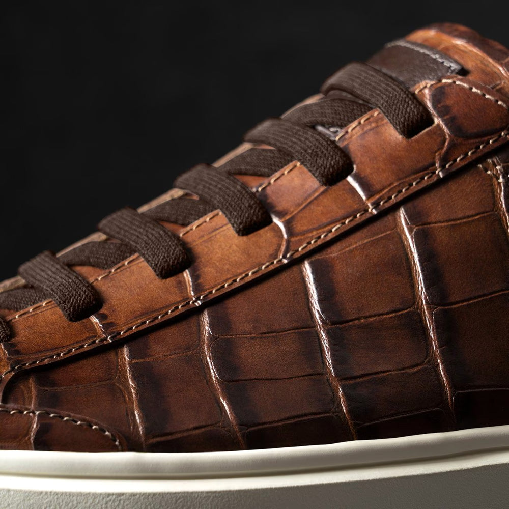 Allen Edmonds Oliver Embossed Crocodile Slip-on Stretch-lace Sneaker ...