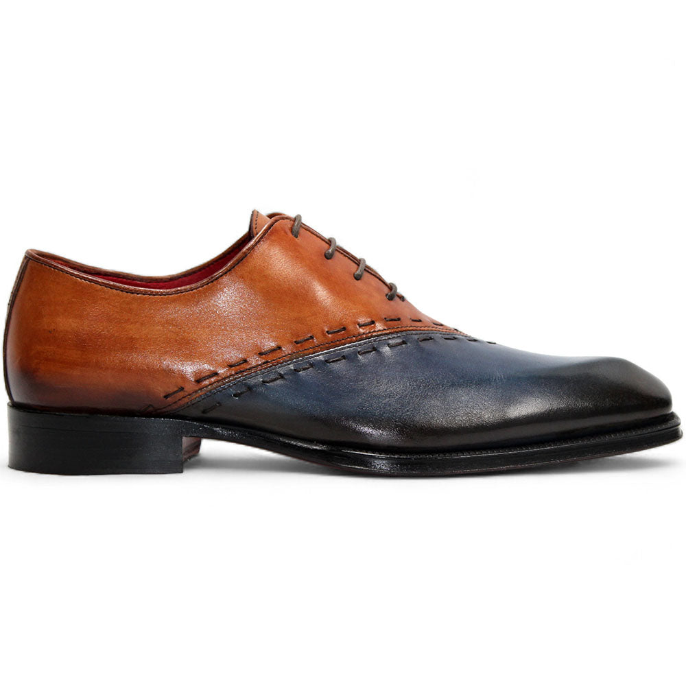 Emilio Franco Arstide Leather Shoes Navy/Cognac | MensDesignerShoe.com