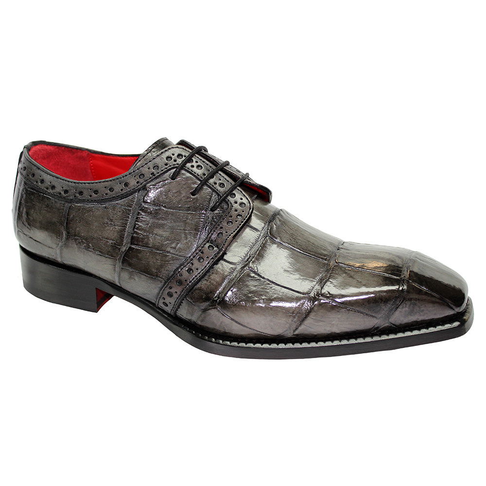 Fennix Miles Alligator Derby Shoes Grey | MensDesignerShoe.com