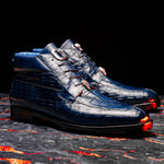 Belvedere Gallardo Caiman Crocodile Boots Navy | MensDesignerShoe.com