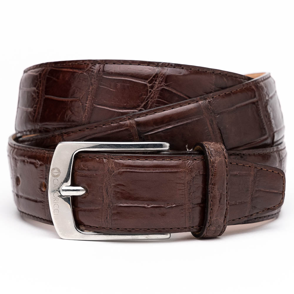Caporicci Genuine Alligator Belt Brown| MensDesignerShoe.com