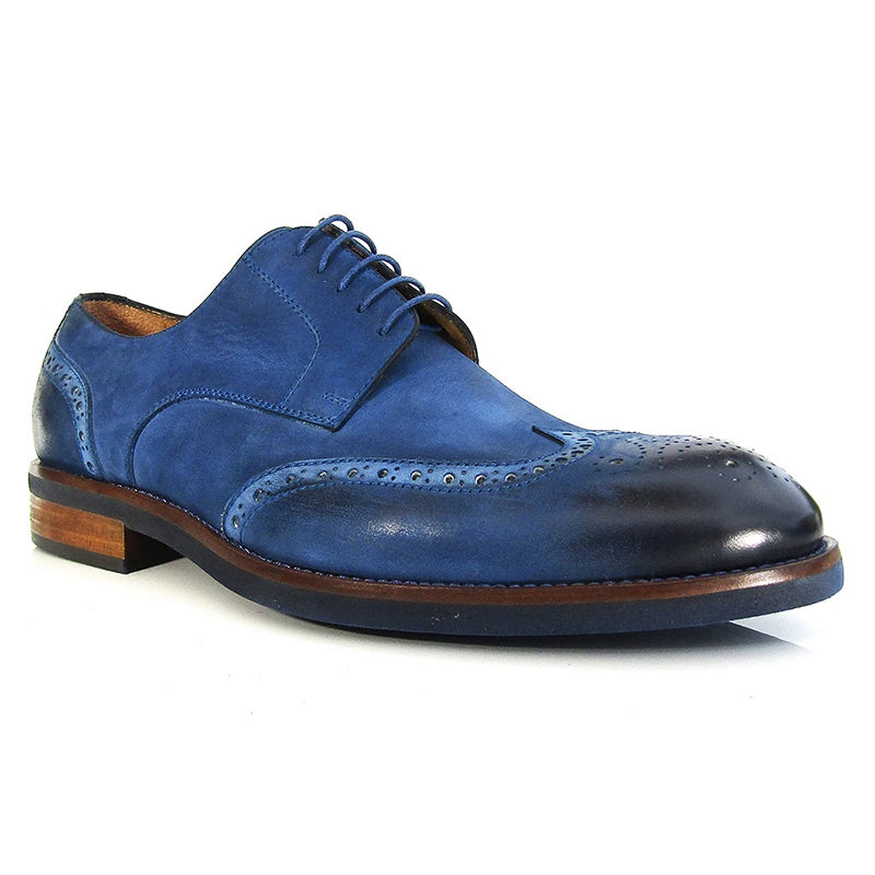 Jose Real Bonari Nubuck Pavone Blue | MensDesignerShoe.com