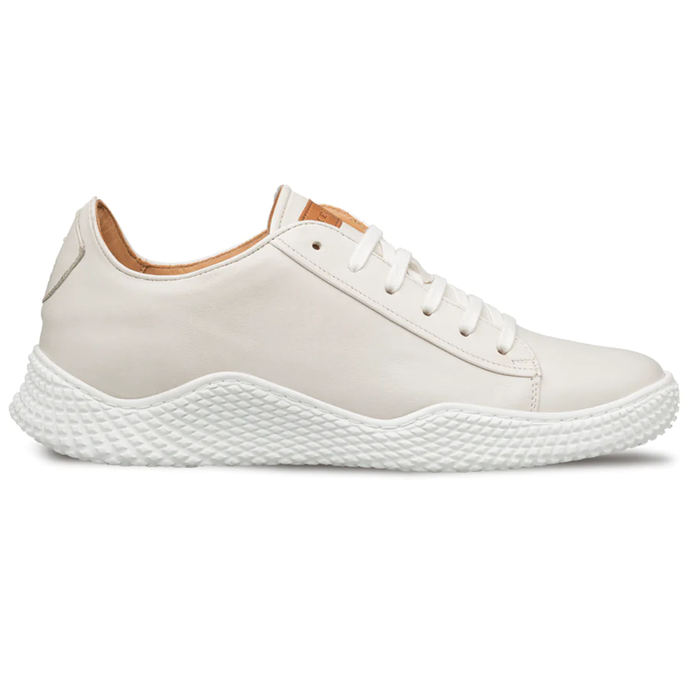 Mezlan Leather Scallop Sole Sneaker White (A20604) | MensDesignerShoe.com