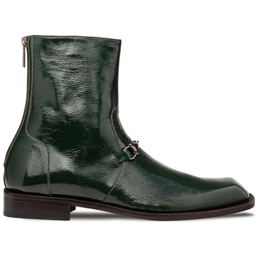 Mezlan Buscemi Hi-Shine Ornament Boot Green | MensDesignerShoe.com