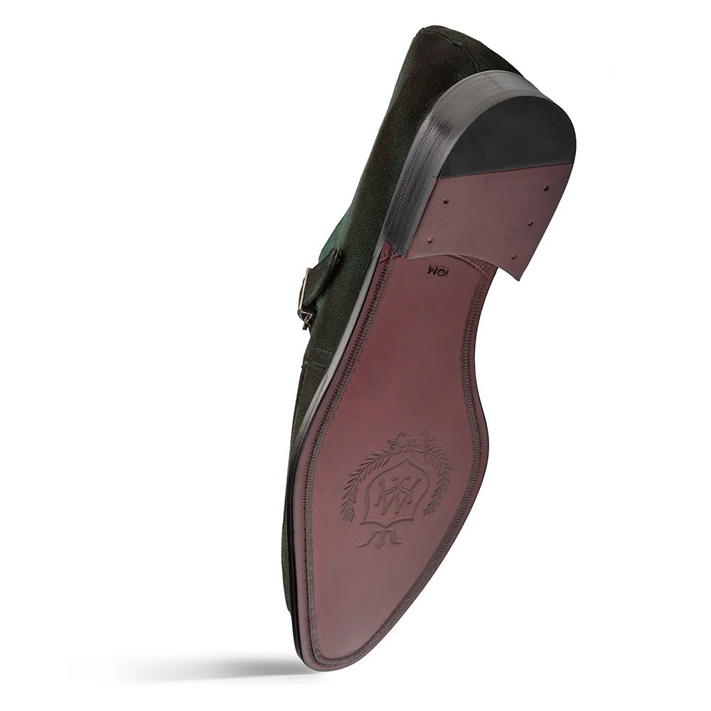 Mezlan Diesel Suede Monk Strap Forest | MensDesignerShoe.com