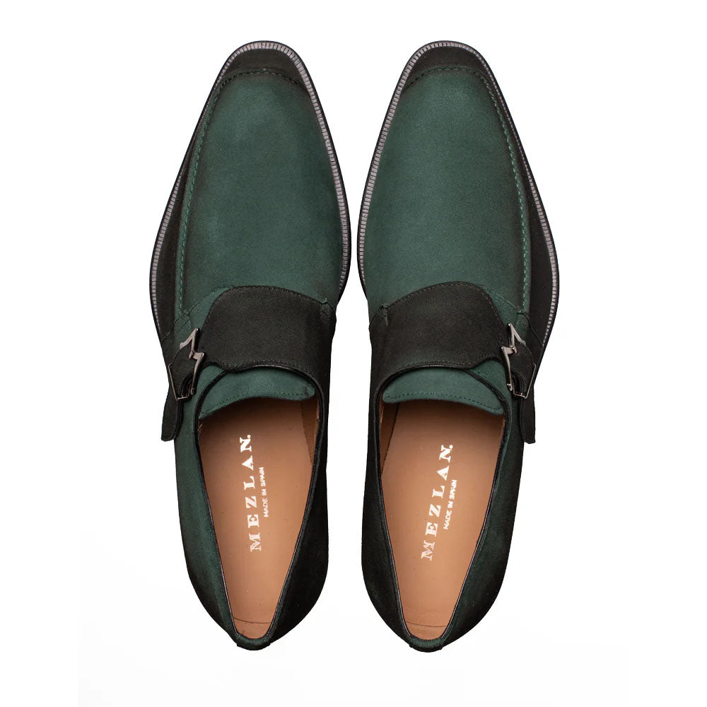 Mezlan Diesel Suede Monk Strap Forest | MensDesignerShoe.com