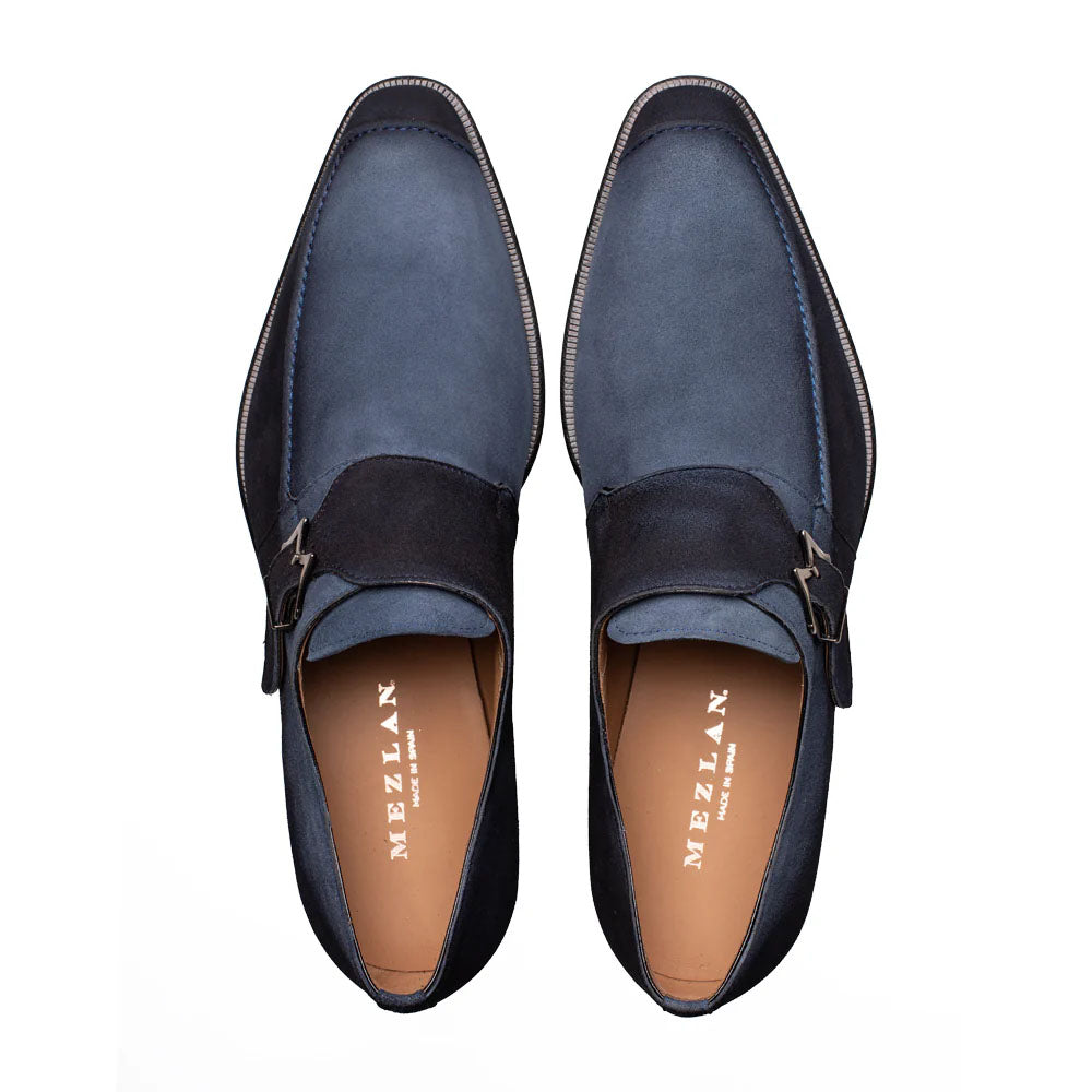 Mezlan Diesel Suede Monk Strap Royal | MensDesignerShoe.com