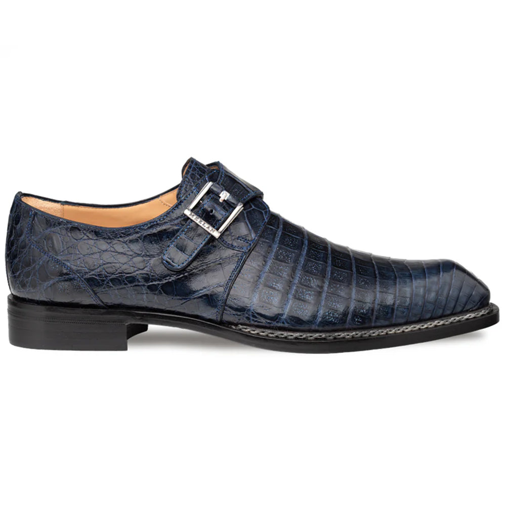 Mezlan Gigolo Crocodile Monk Strap Blue (50056-F) | MensDesignerShoe.com