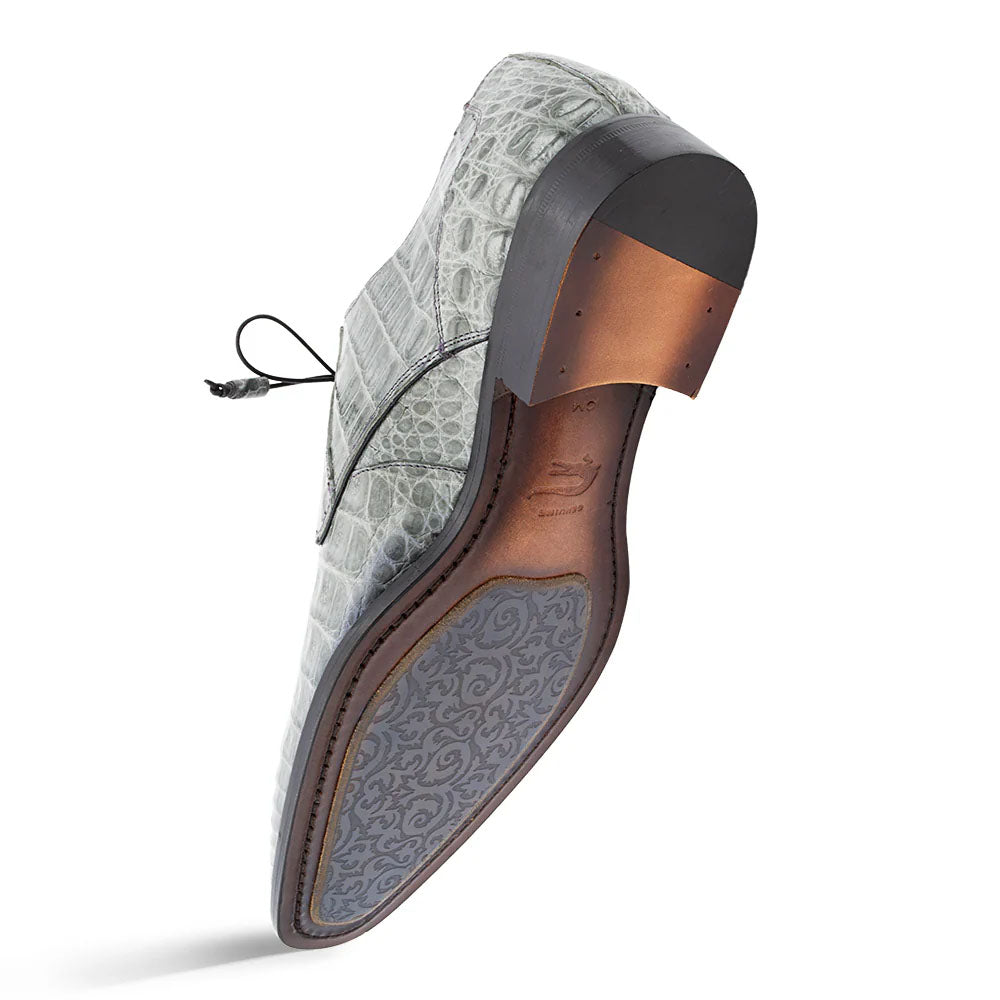 Mezlan Cratos Crocodile Derby Pearl Grey (50070-F) | MensDesignerShoe.com