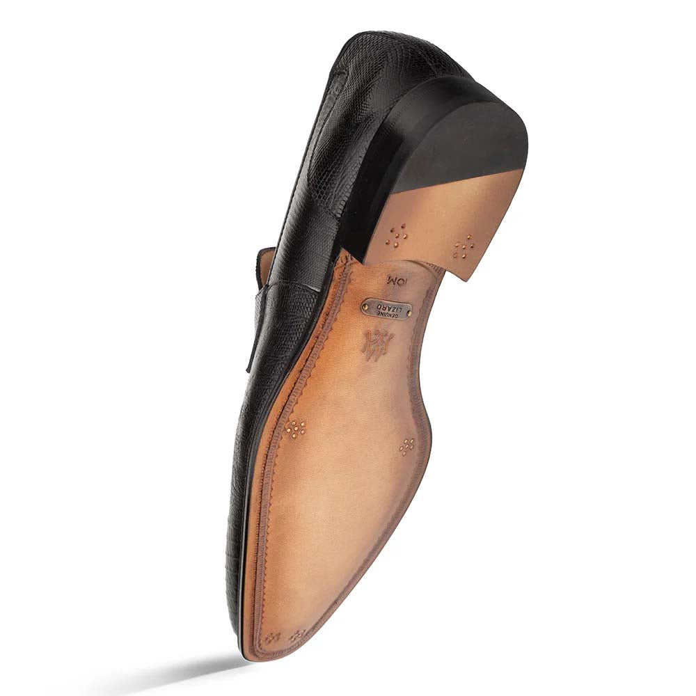 Mezlan Mayor Lizard Penny Loafer Black (50121-L) | MensDesignerShoe.com