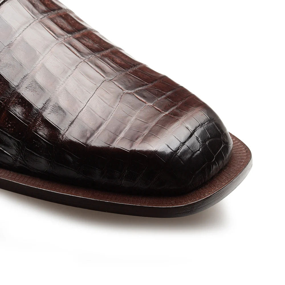 Mezlan Ugo Crocodile Square Toe Lace Up Derby Brown (50200-F ...