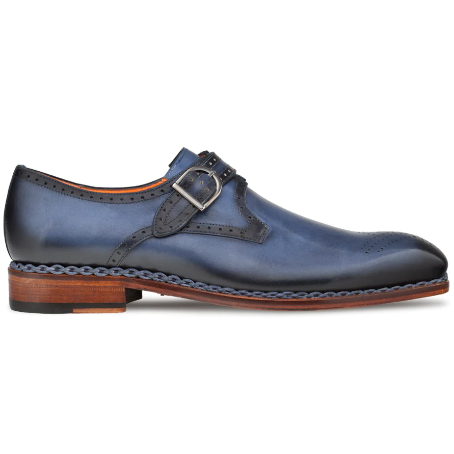 Mezlan Artisan Welt Monk Strap Blue (S20416) | MensDesignerShoe.com