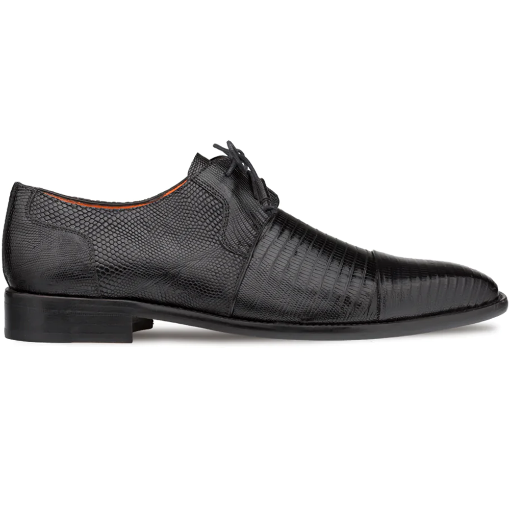 Mezlan Lizard Cap Toe Tassel Derby Black | MensDesignerShoe.com