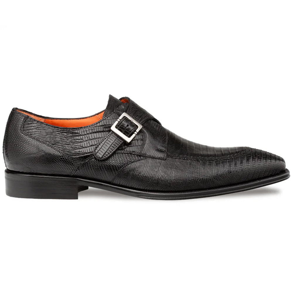 Mezlan Lizard Monk Strap Black (SX50046-L) | MensDesignerShoe.com