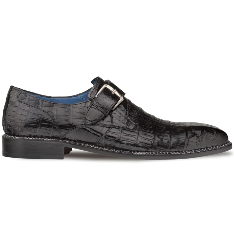 Mezlan Magnus Crocodile Monk Strap Shoes Black (4737-F ...