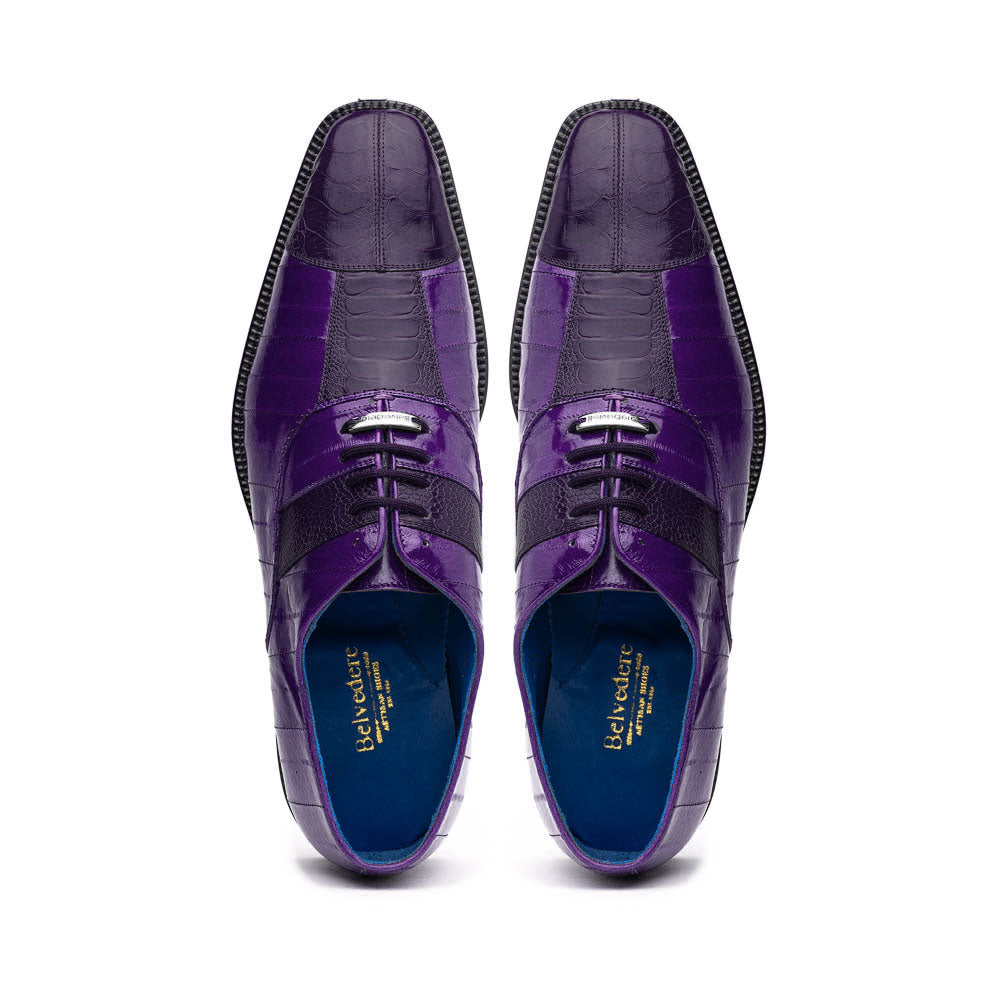 Belvedere Mare Ostrich/Eel Shoes Purple (2P7) | MensDesignerShoe.com