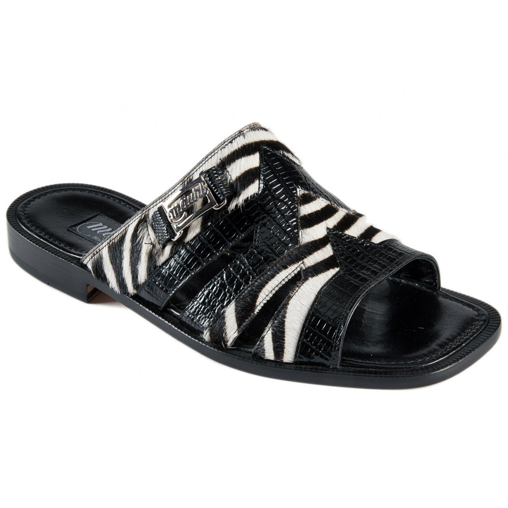 Mauri 1716/3 Tejus / Pony Sandals Black / White | MensDesignerShoe.com