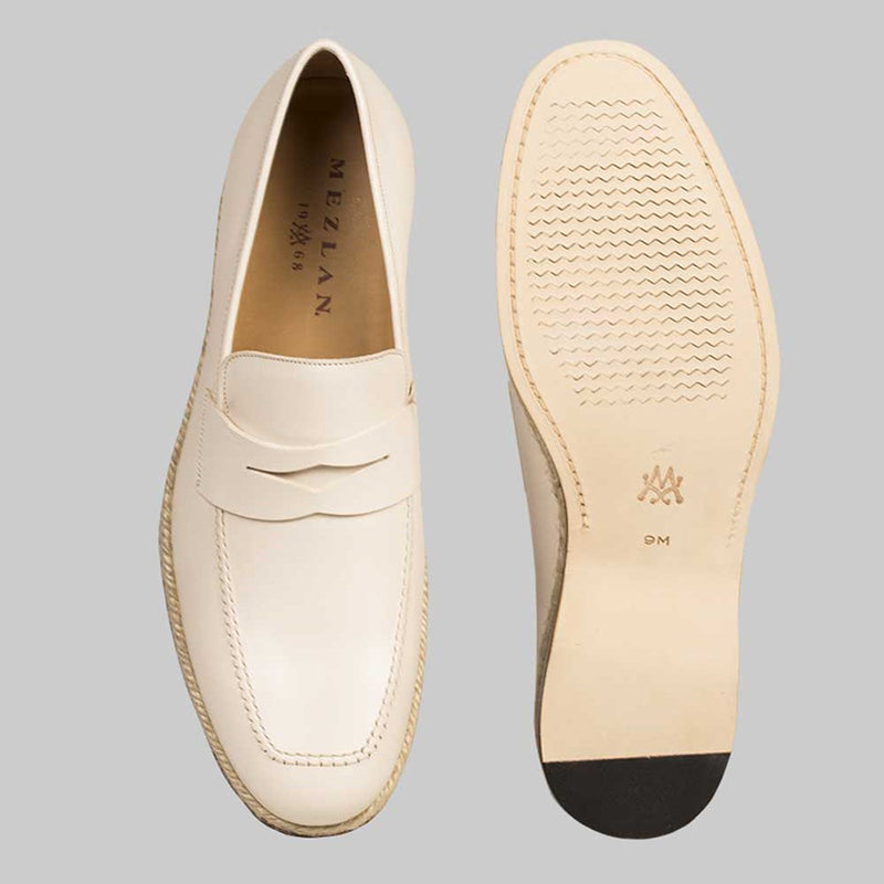 Mezlan Battani Calfskin Penny Loafer Bone | MensDesignerShoe.com