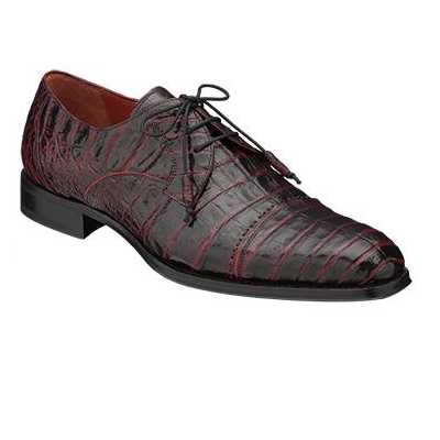 Mezlan Brolo Crocodile Lace Up Shoes Black / Rubine | MensDesignerShoe.com