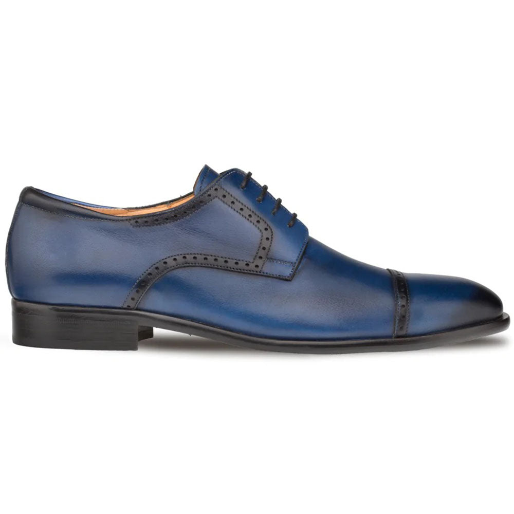Mezlan Calfskin Cap Toe Oxfords Blue (E20265) | MensDesignerShoe.com